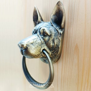 Anatolica German Shepherd Dog Door Knocker, 6.5 Inches,solid Brass ...