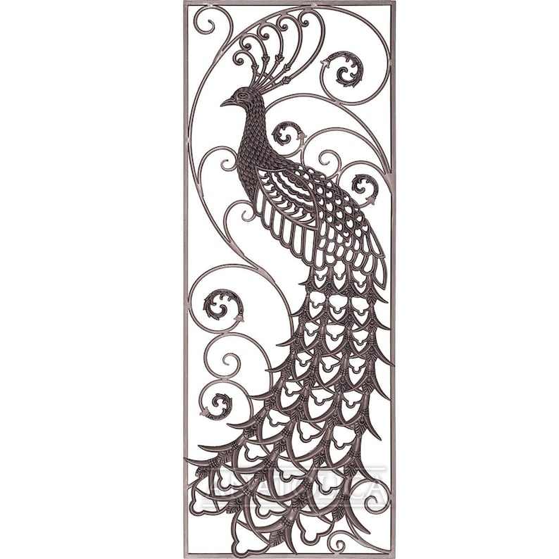 Peacock Iron Wall Decor,160x60cm,door Gate Insert,wrought Iron,handmade ...