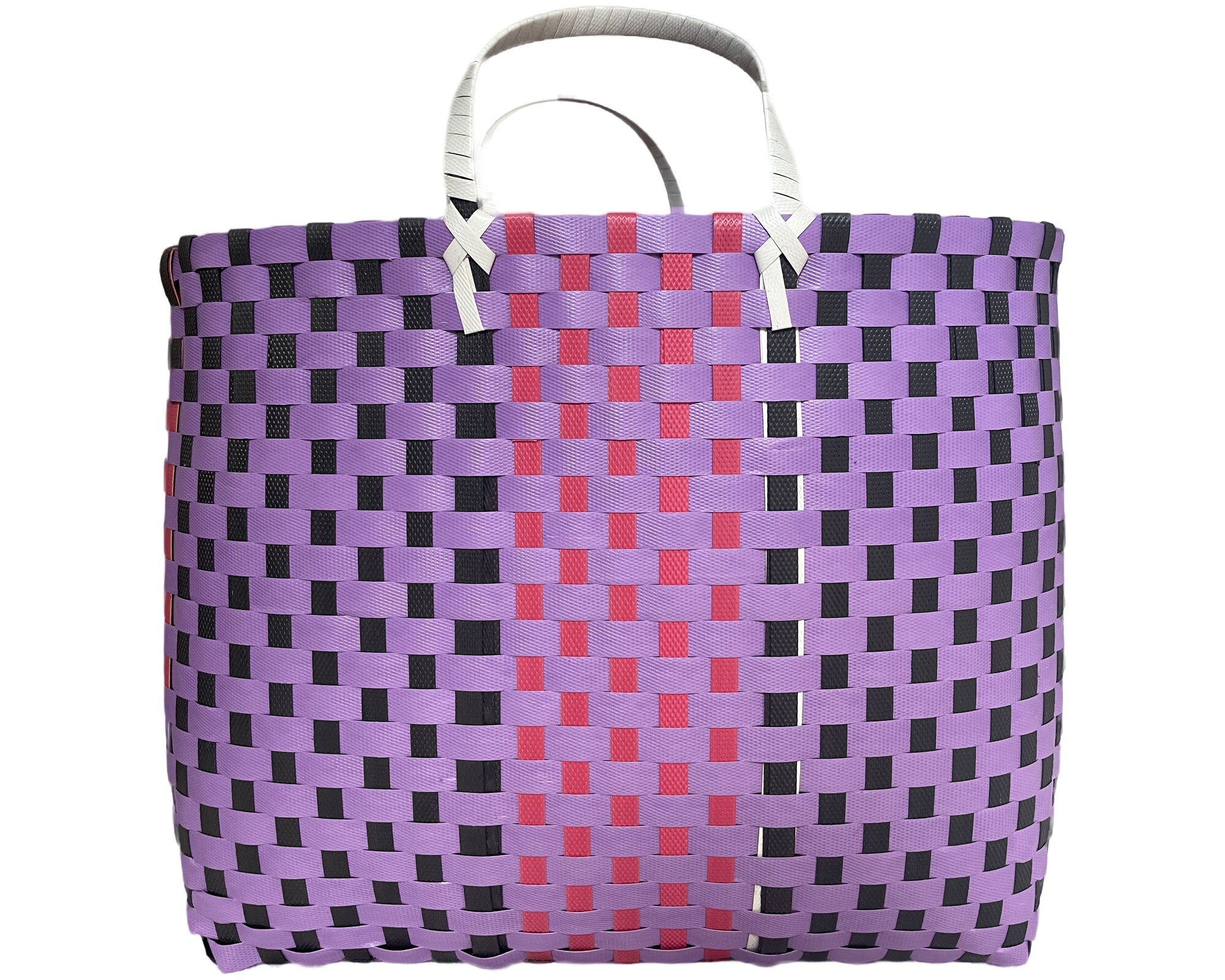 Large multicolor bags, 55cm, handwoven, Soft recycle plastic, Strong ...