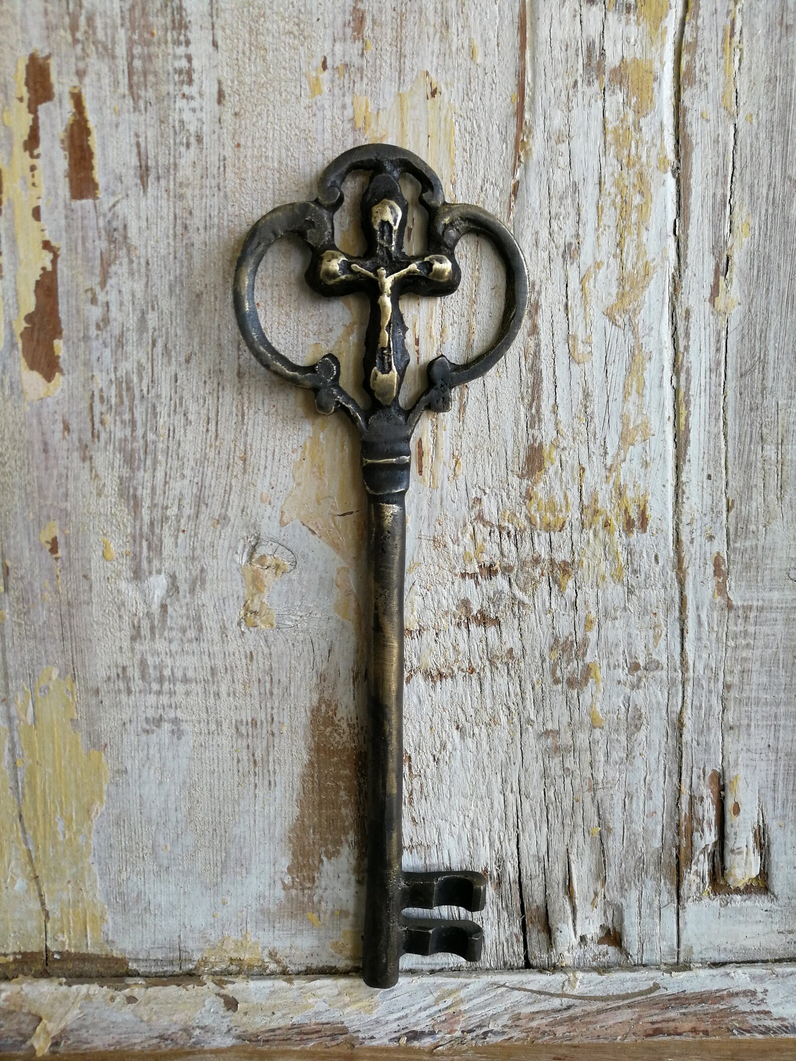 Large Crucifix Cross Key 7.5 Inch 19.5cm Solid Brass - Etsy