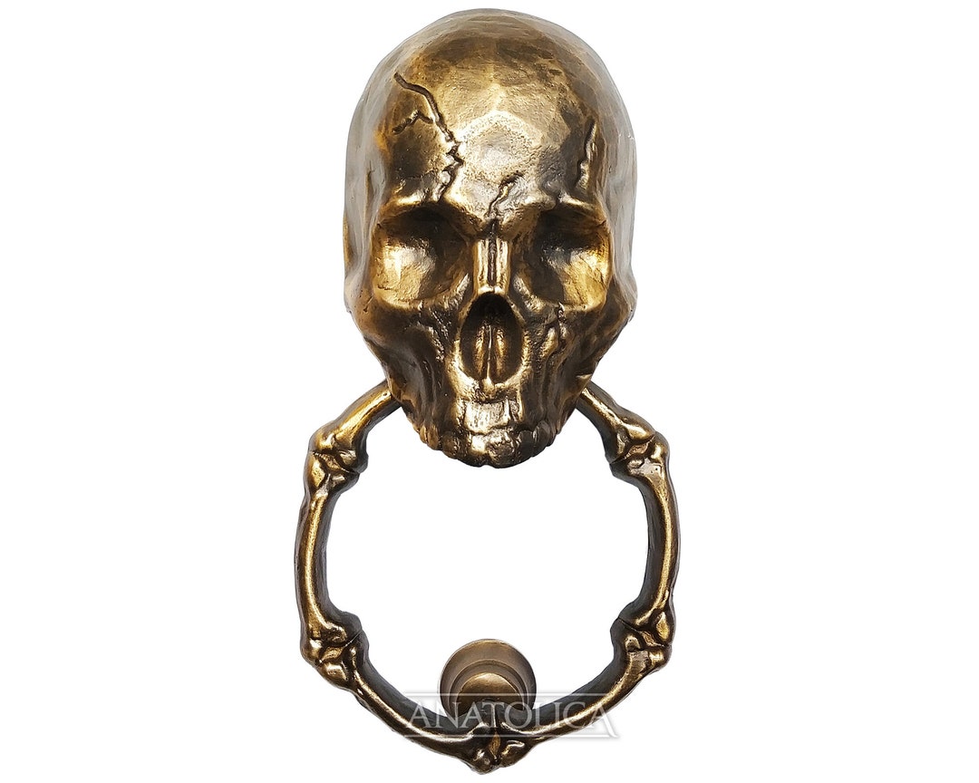 Skull Door Knocker With a Bone Ring,antique Bronze - Etsy
