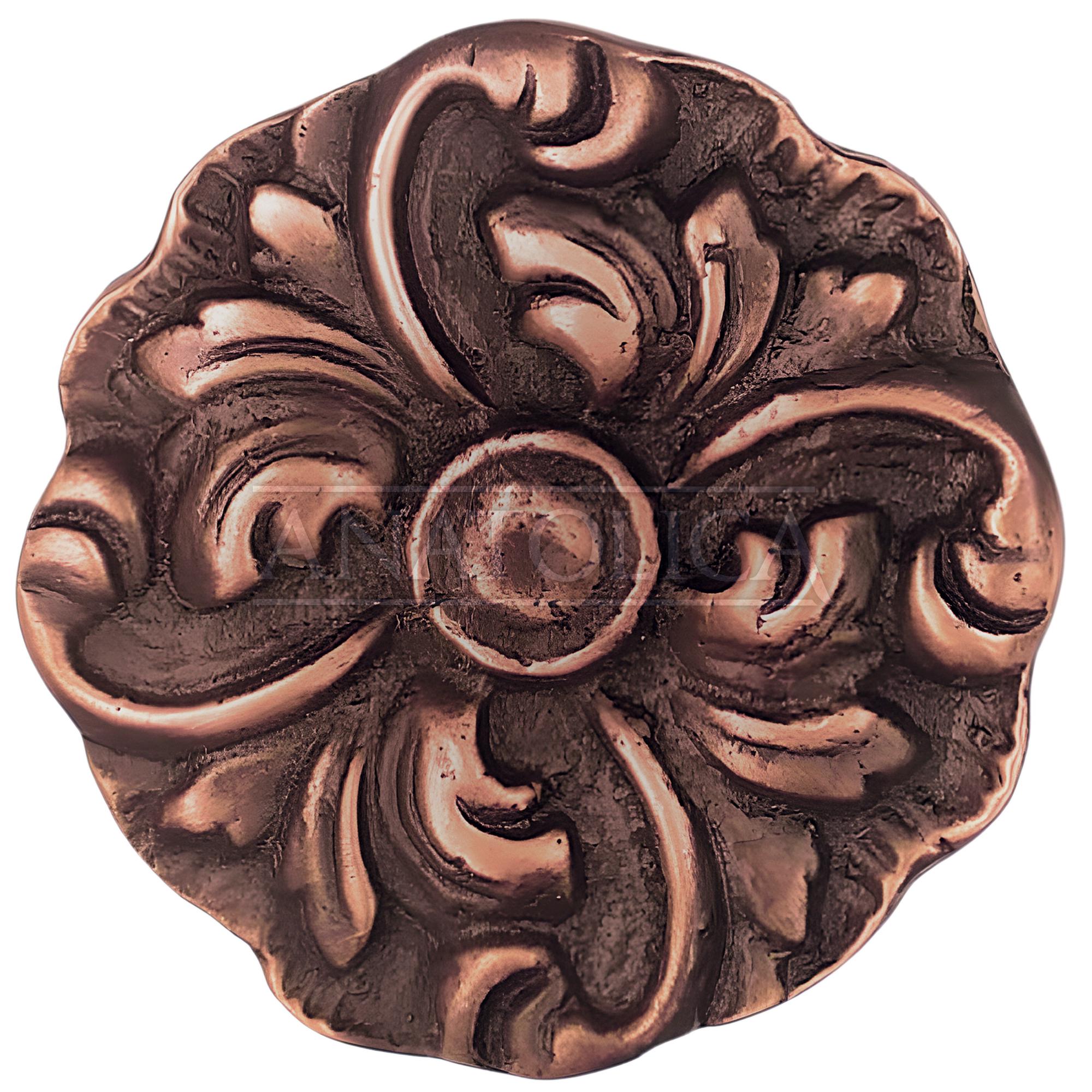 Anatolica Flower and Leaf Brass Centre Door Knob, Dia 3 Inches, Ornate ...