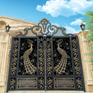 Peacock Iron Wall Decor,160x60cm,door Gate Insert,wrought Iron,handmade ...