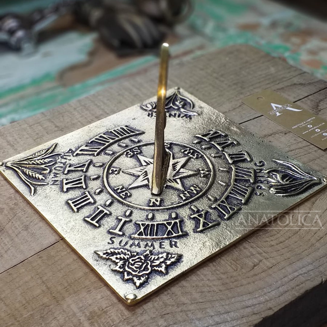 Anatolica Brass Sundial Plate, Square 7 Inches, Featuring the Four ...