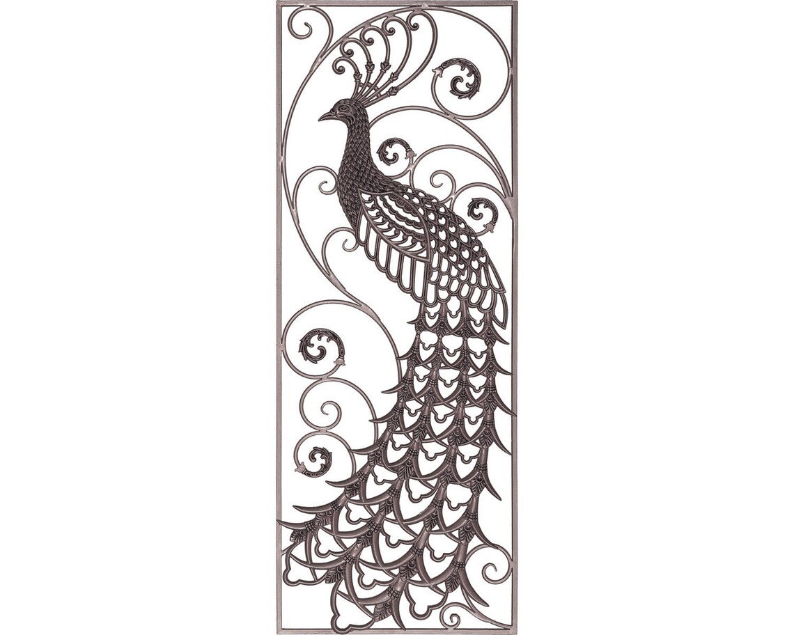Peacock Iron Wall Decor160x60cmdoor Gate Insertwrought | Etsy UK