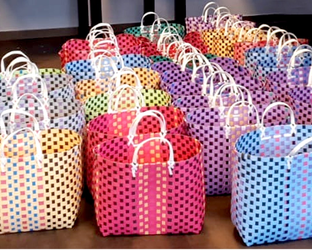 Large Multicolor Bags, 55cm, Handwoven, Soft Recycle Plastic, Strong ...