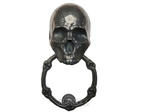 Skull Door Knocker With a Bone Ringblack Oxide - Etsy