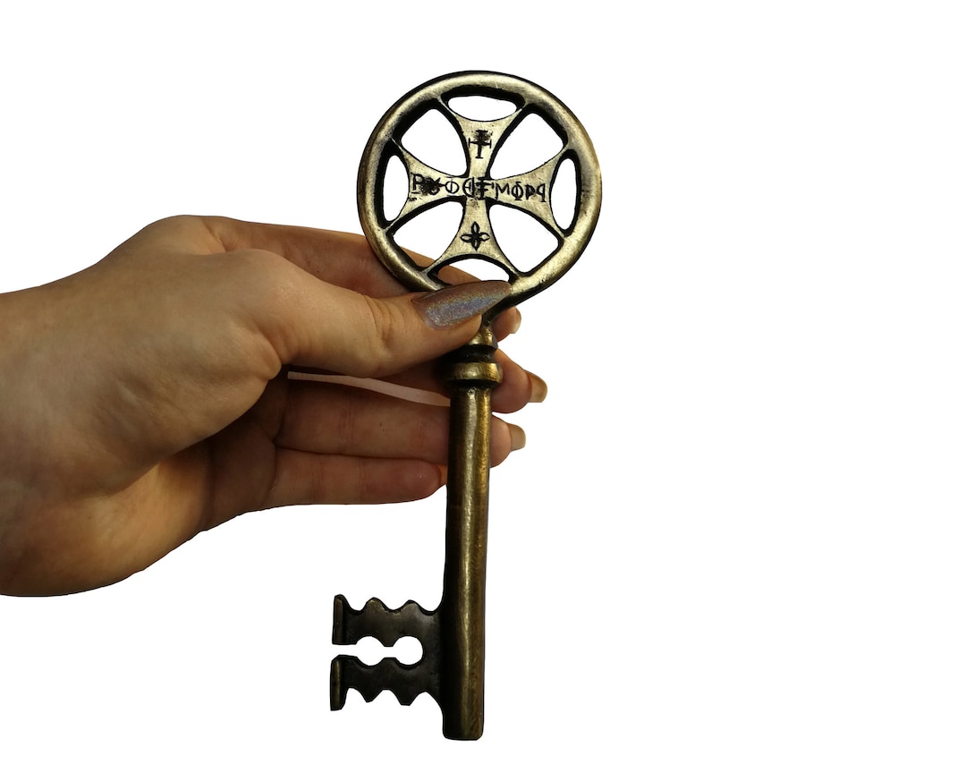 Maltese Cross Skeleton Key Large 6.37 Inches Solid Brass Engraved ...
