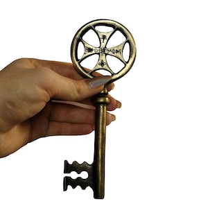 Maltese Cross Skeleton Key Large 6.37 Inches Solid Brass Engraved ...
