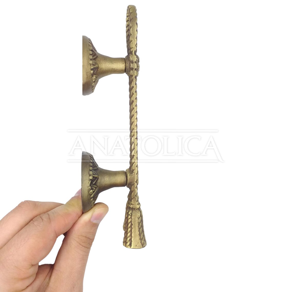 Anatolica Solid Brass Rope and Tassel Door Pull Handle on Rosettes, 10 ...
