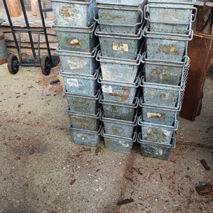 Set of 3, Industrial French Vintage Zinc Storage Bin, Trough, Planters ...