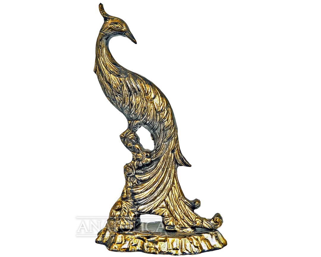 Anatolica Brass Phoenix Statue Fire Bird Figurine Symbol of ...