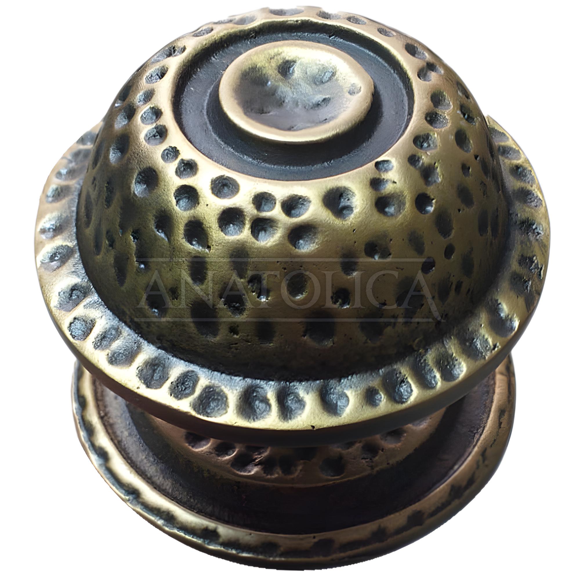 Anatolica Rustic Hammered Brass Centre Door Knob, Dia 2.8 Inches ...