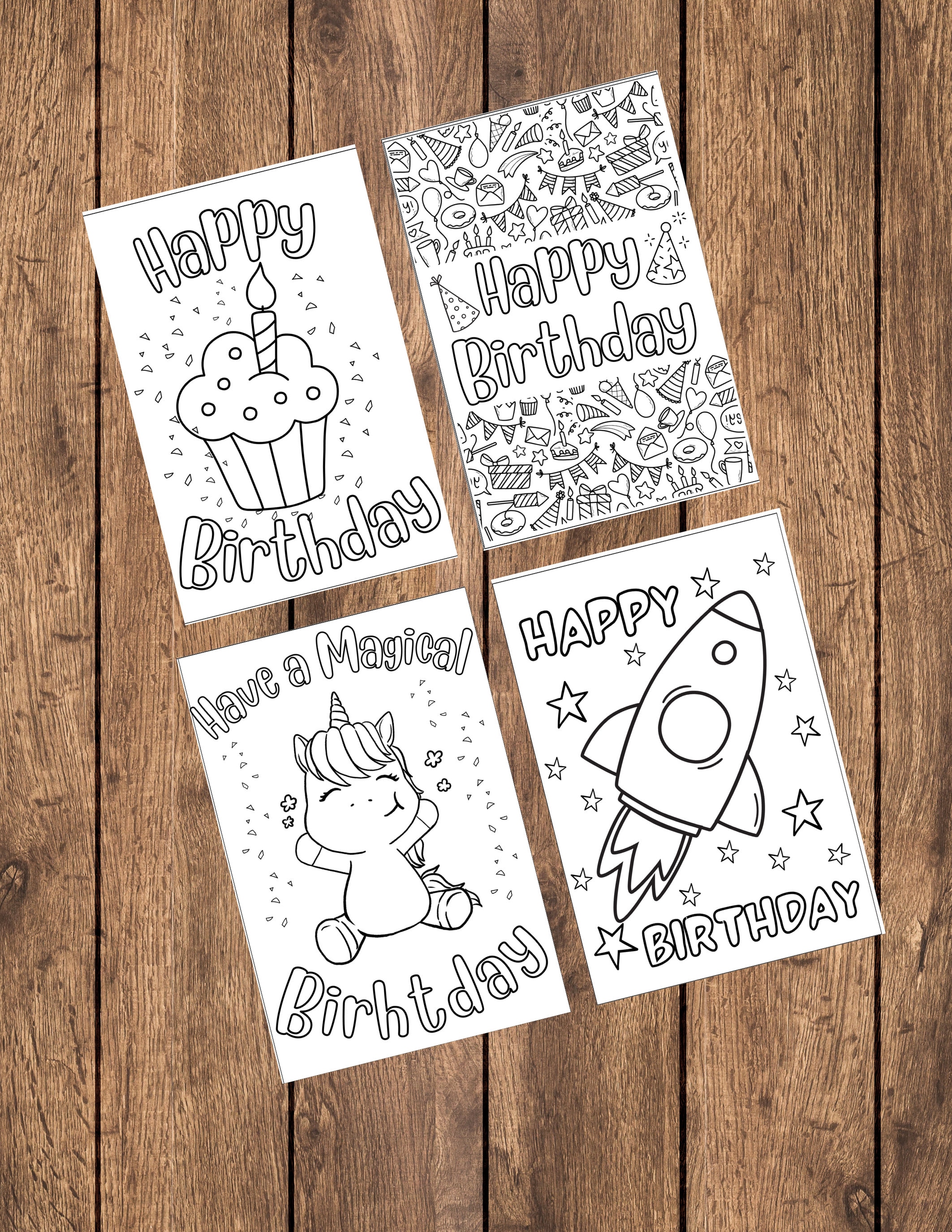 Digital Birthday Cards to Color for Kids of All Ages, Coloring Fun to ...
