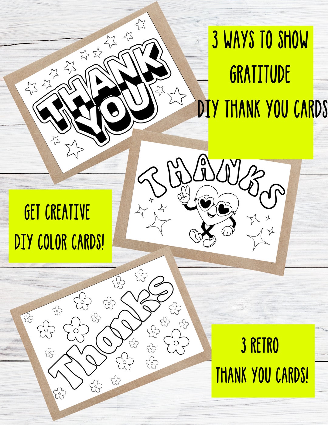 Digital Thank You Cards to Color for Kids of All Ages, Coloring Fun to ...