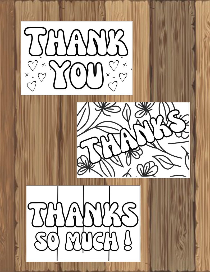 Digital Thank You Cards to Color for Kids of All Ages, Coloring Fun to ...
