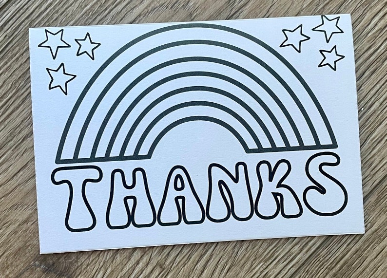 DIY Kids Thank You Cards to Color: Rainbows, Stars (PDF Download) - Etsy