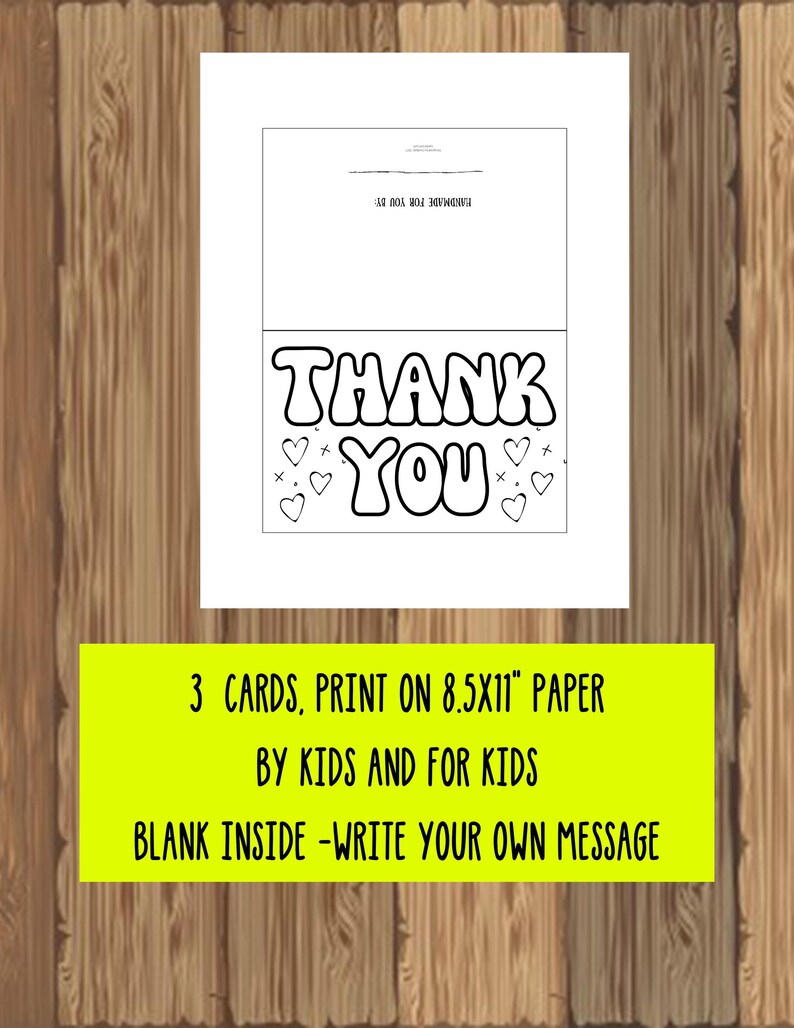 Digital Thank You Cards to Color for Kids of All Ages, Coloring Fun to ...