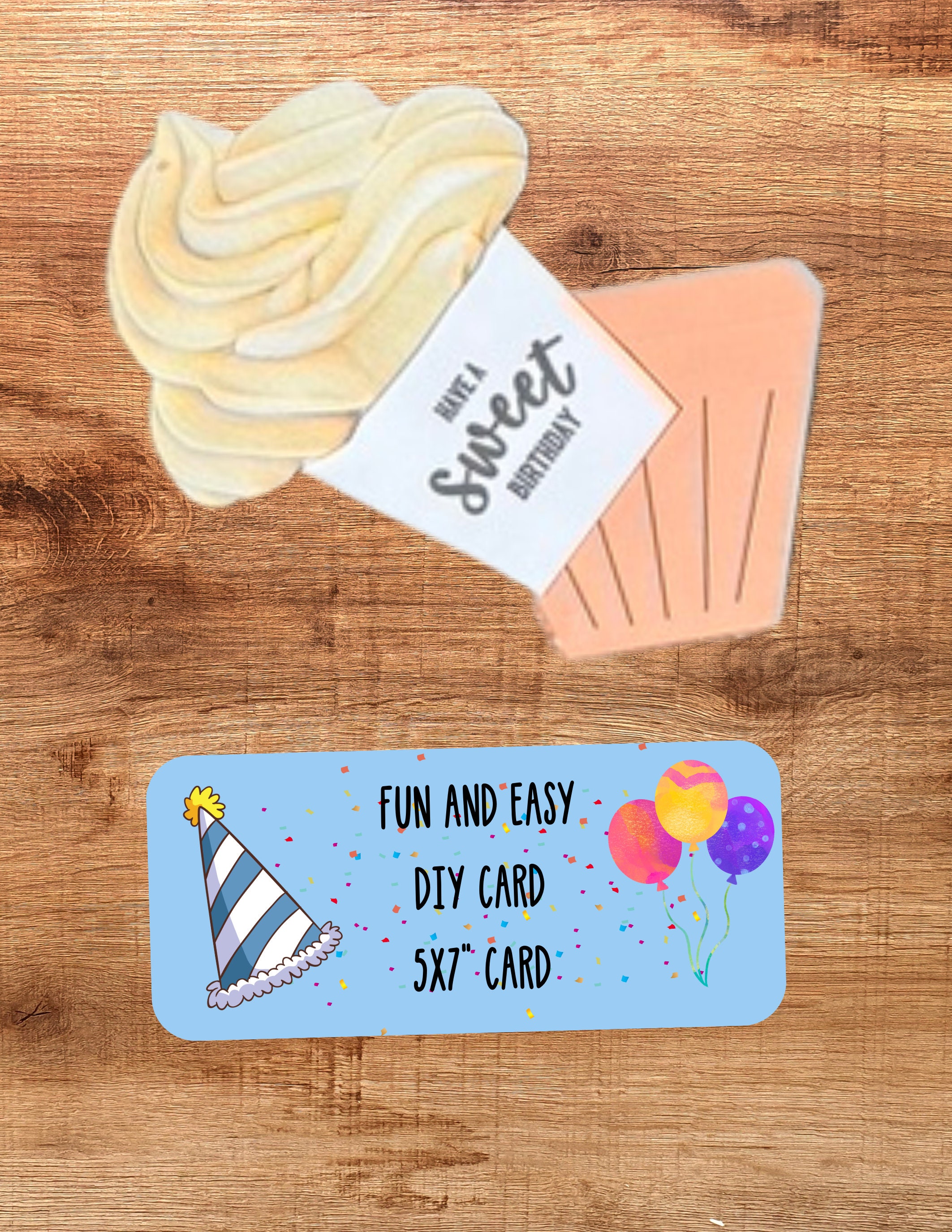 Digital Download and Assemble Surprise Happy Birthday Cupcake Card, 5x7 ...