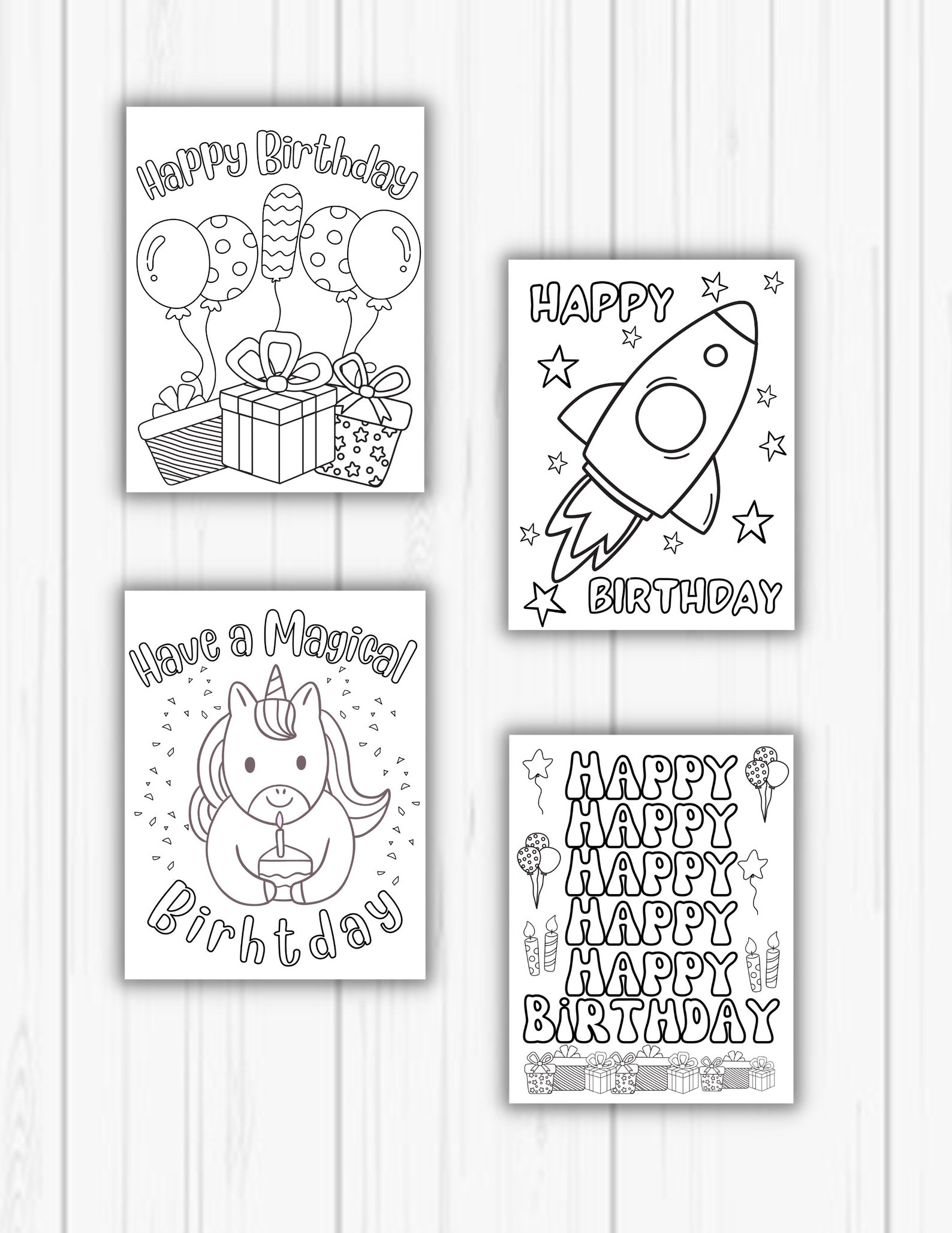Digital Happy Birthday Coloring Pages for Kids of All Ages, Coloring ...