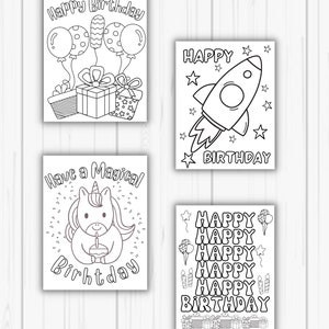 Digital Happy Birthday Coloring Pages for Kids of All Ages, Coloring ...