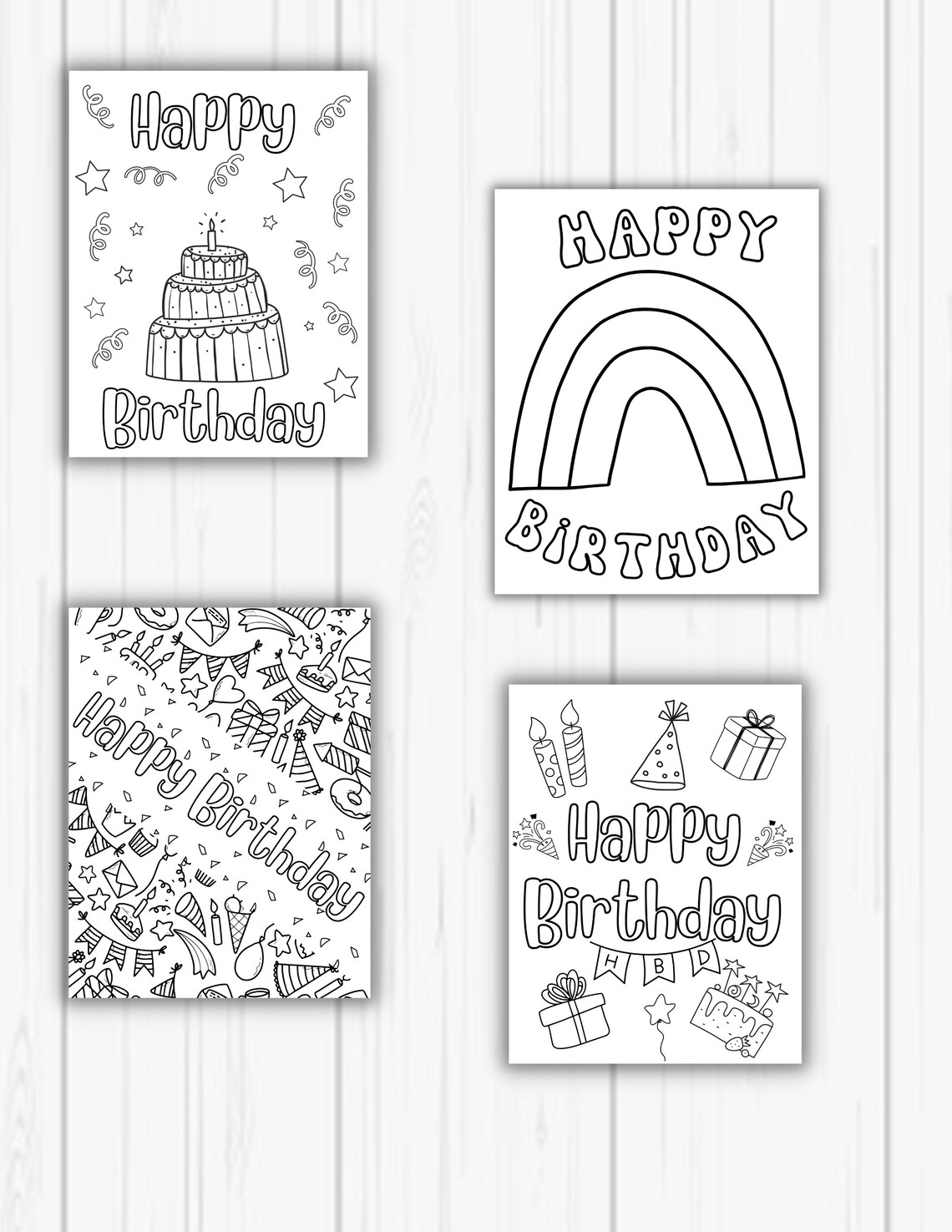 Digital Happy Birthday Coloring Pages for Kids of All Ages, Coloring ...