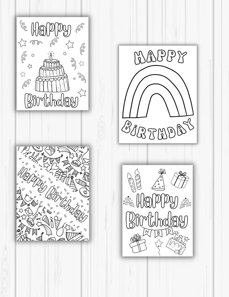 Digital Happy Birthday Coloring Pages for Kids of All Ages, Coloring ...