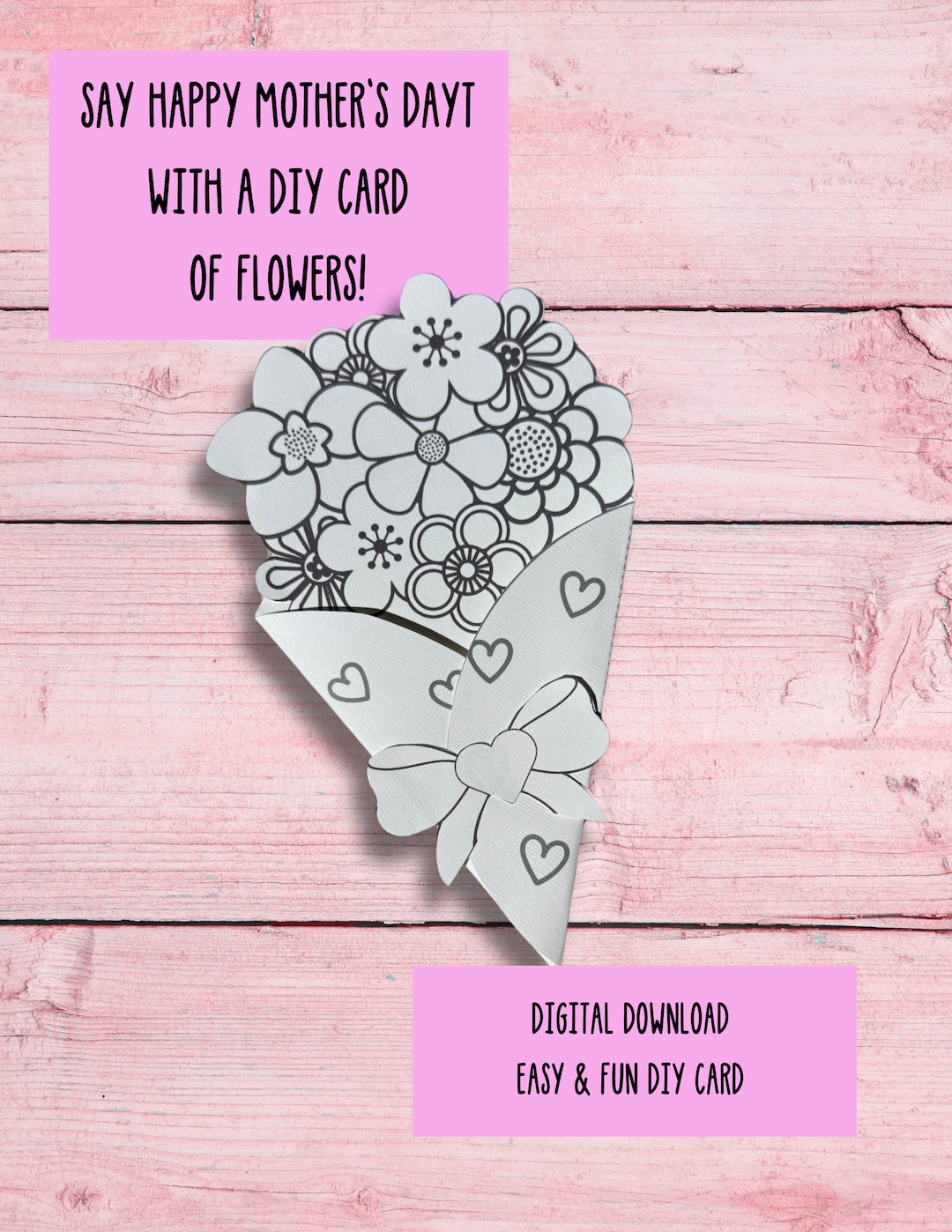 DIY Flower Bouquet Card: Printable Mother's Day Craft (PDF) - Etsy