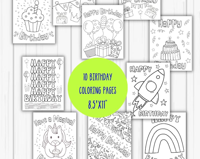 Digital Happy Birthday Coloring Pages for Kids of All Ages - Etsy
