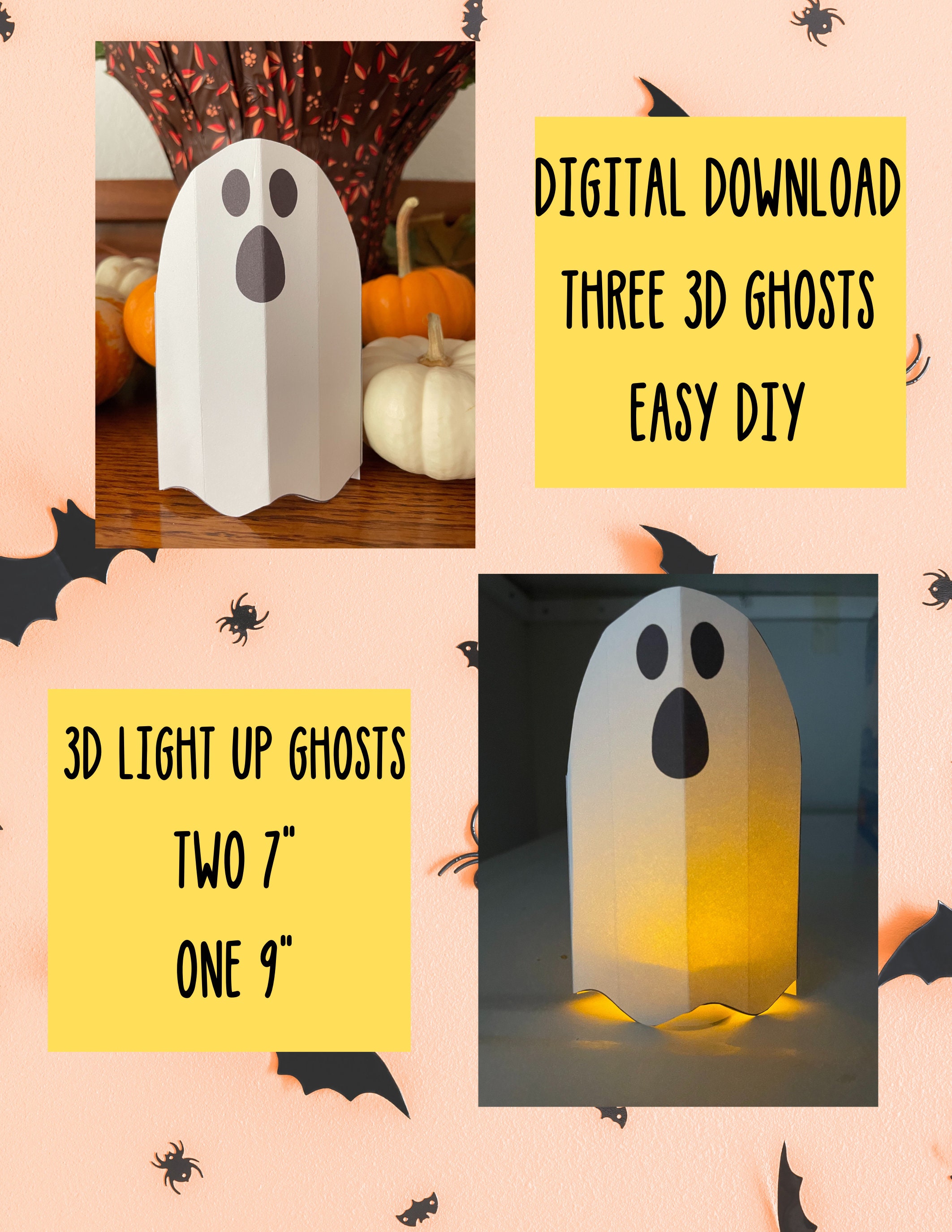 DIY Digital 3D Light up Ghosts Downloadable and Printable - Etsy