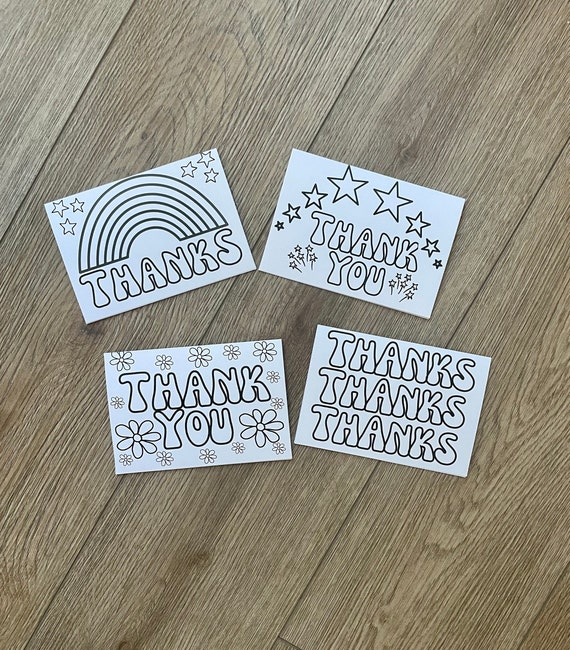 Digital Thank You Cards to Color for Kids of All Ages 4 DIY - Etsy