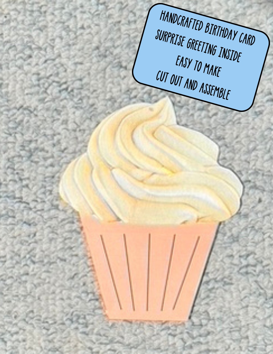 Digital Download and Assemble Surprise Happy Birthday Cupcake Card, 5x7 ...