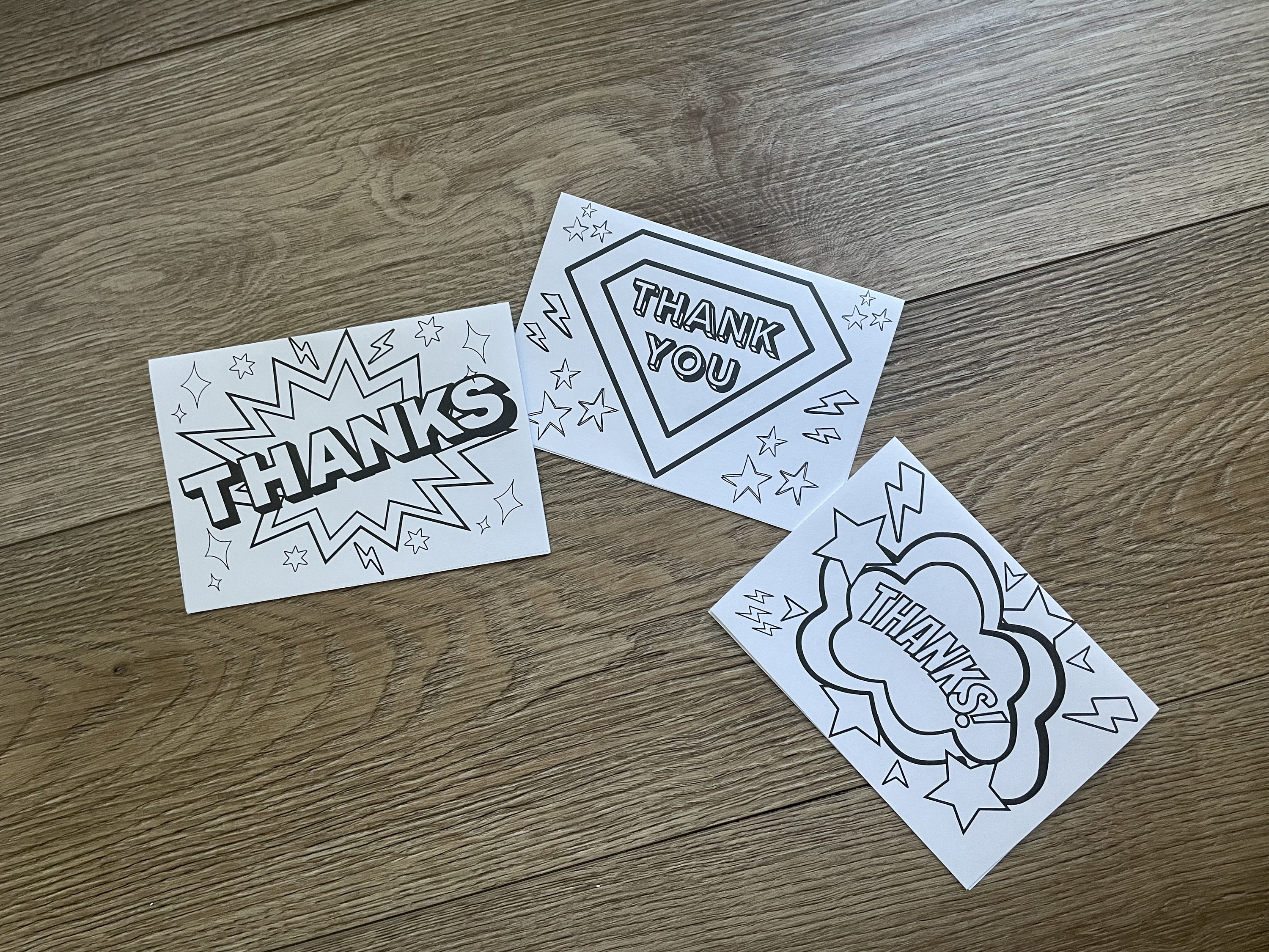 Coloring Thank You Cards for Kids: Super Hero Theme (PDF Download) - Etsy