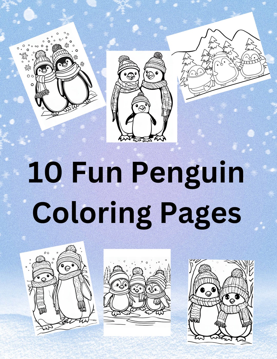 Penguins Playing in the Winter Coloring Pages for Kids of All Ages ...