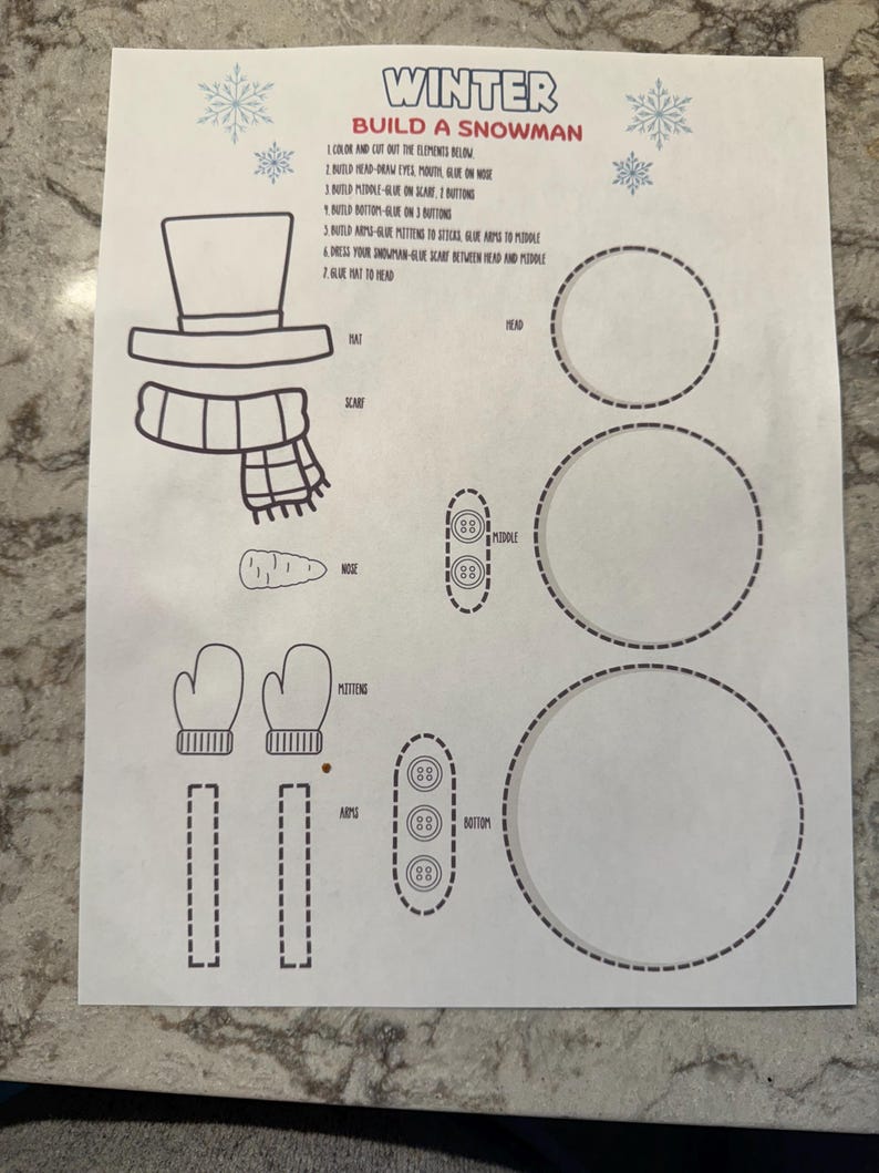 Build Your Own Snowman, Download, Print, Color and Build Snowman Craft ...