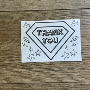 Coloring Thank You Cards for Kids: Super Hero Theme (PDF Download) - Etsy