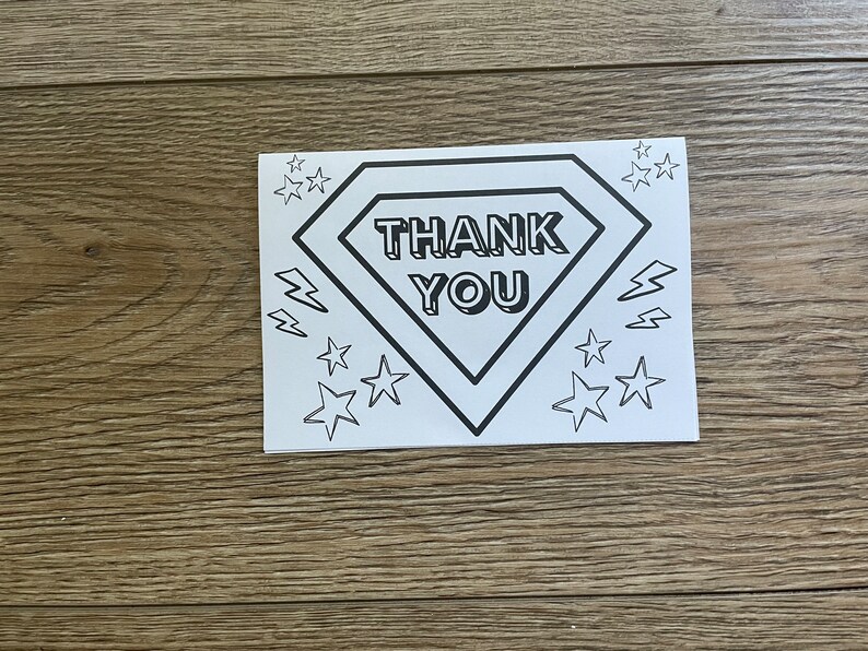 Digital Super Thank You Cards to Color for Kids of All Ages, Coloring ...