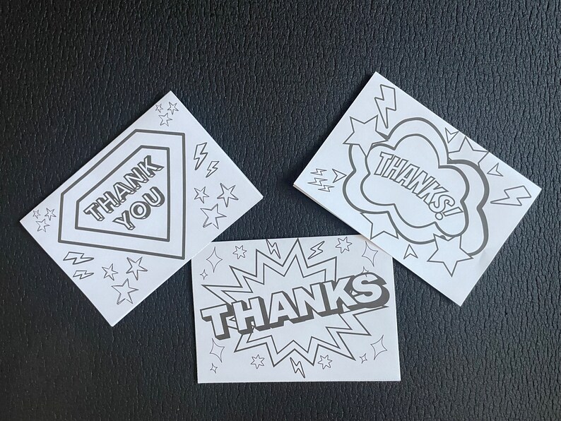Coloring Thank You Cards for Kids: Super Hero Theme (PDF Download) - Etsy