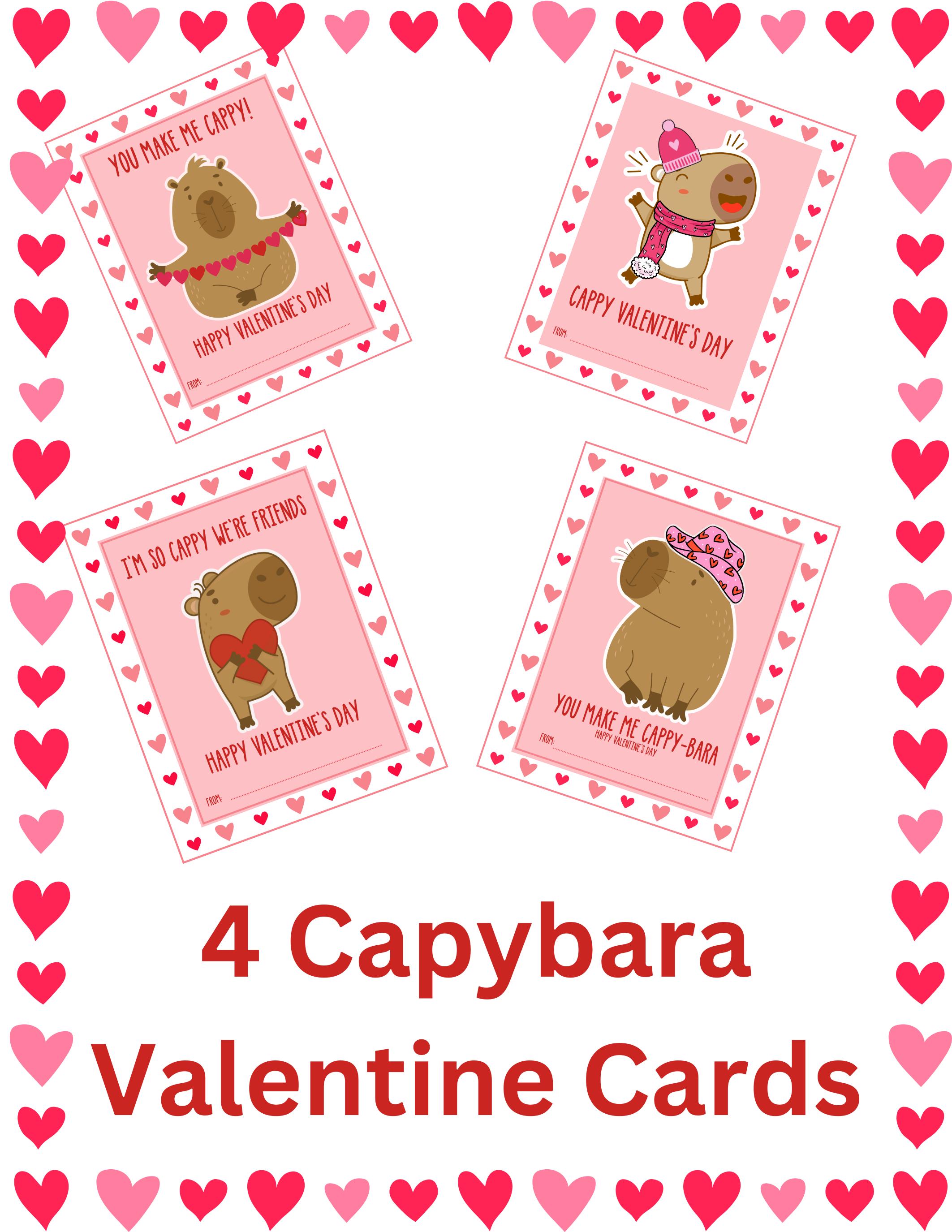 Valentine Capybara Friendship Cards for Classmates, Friends, and Family ...