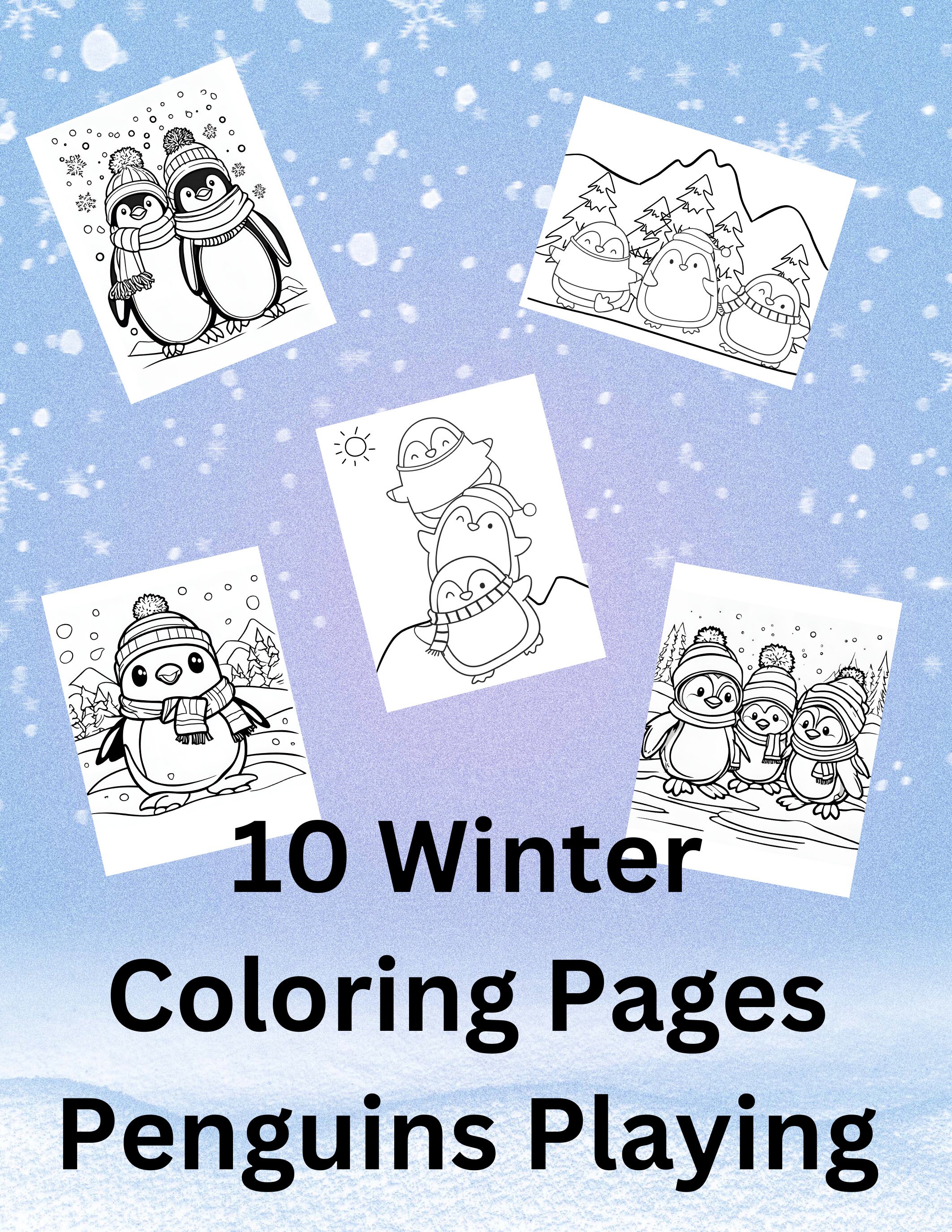 Penguins Playing in the Winter Coloring Pages for Kids of All Ages ...