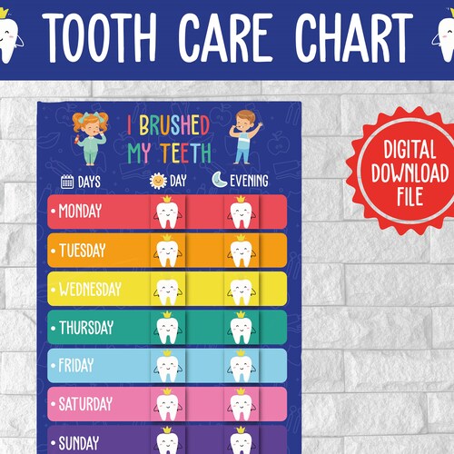 I Brushed My Teeth Chart Tooth Brushing Chart Toddler - Etsy