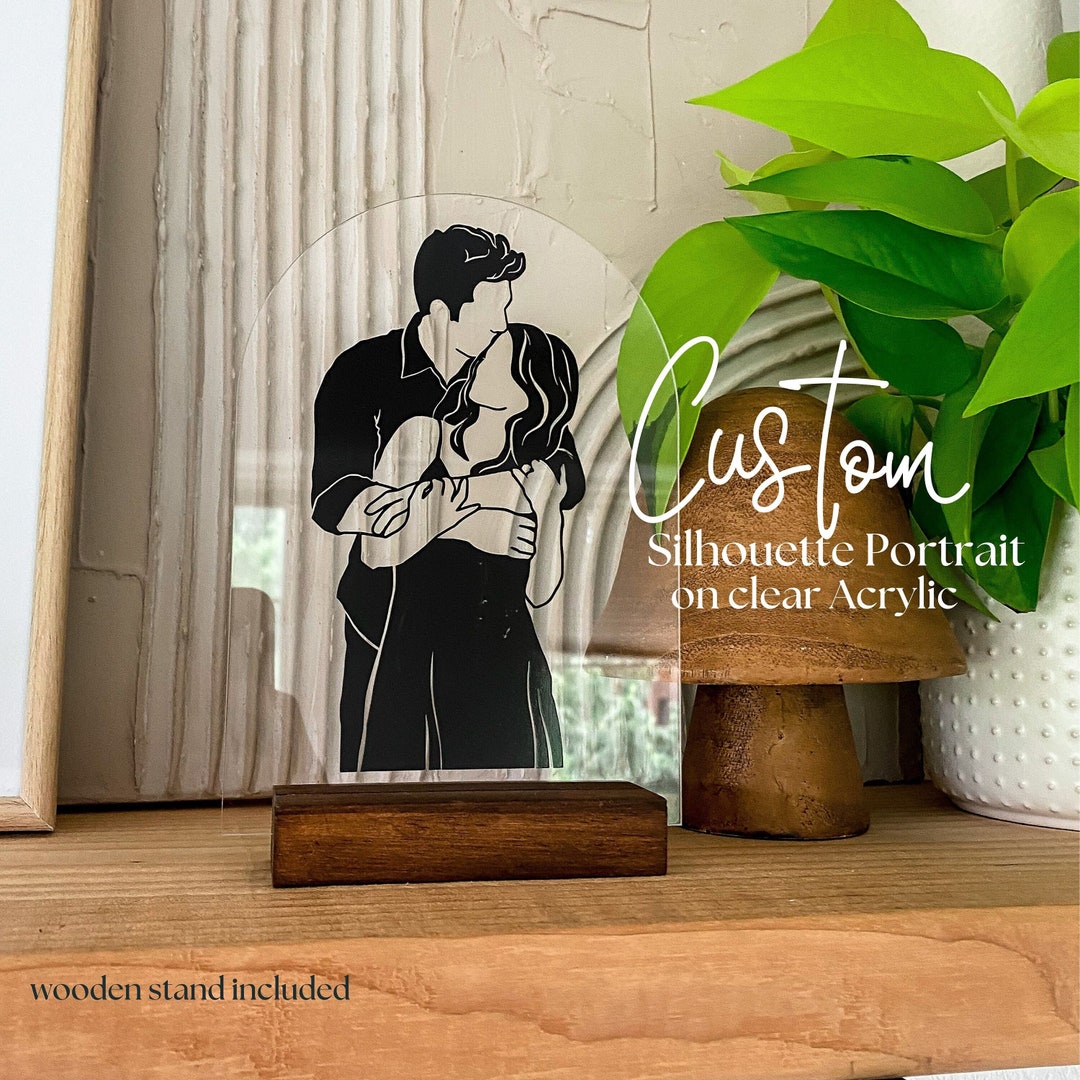 Custom Portrait on Clear ARCHED Sign With Wood Stand for Wedding ...