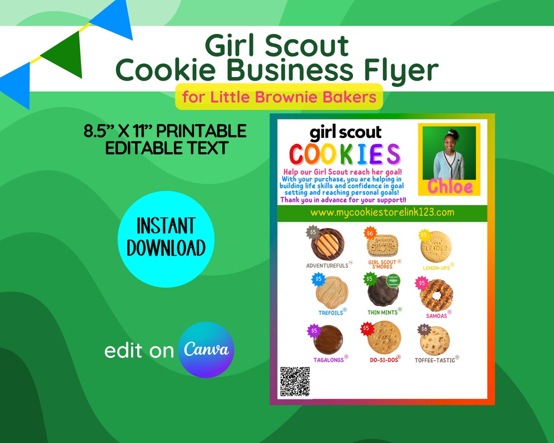 LBB INSTANT DOWNLOAD Girl Scout Cookie Business Flyer Editable Canva ...