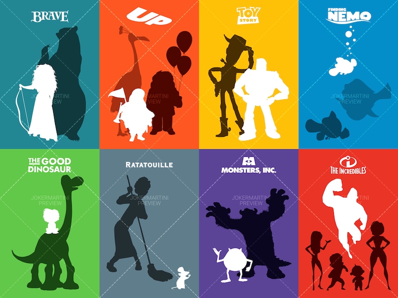 Pixar Poster Set, Print, Digital Download, Toy Story, Monsters Inc, the ...