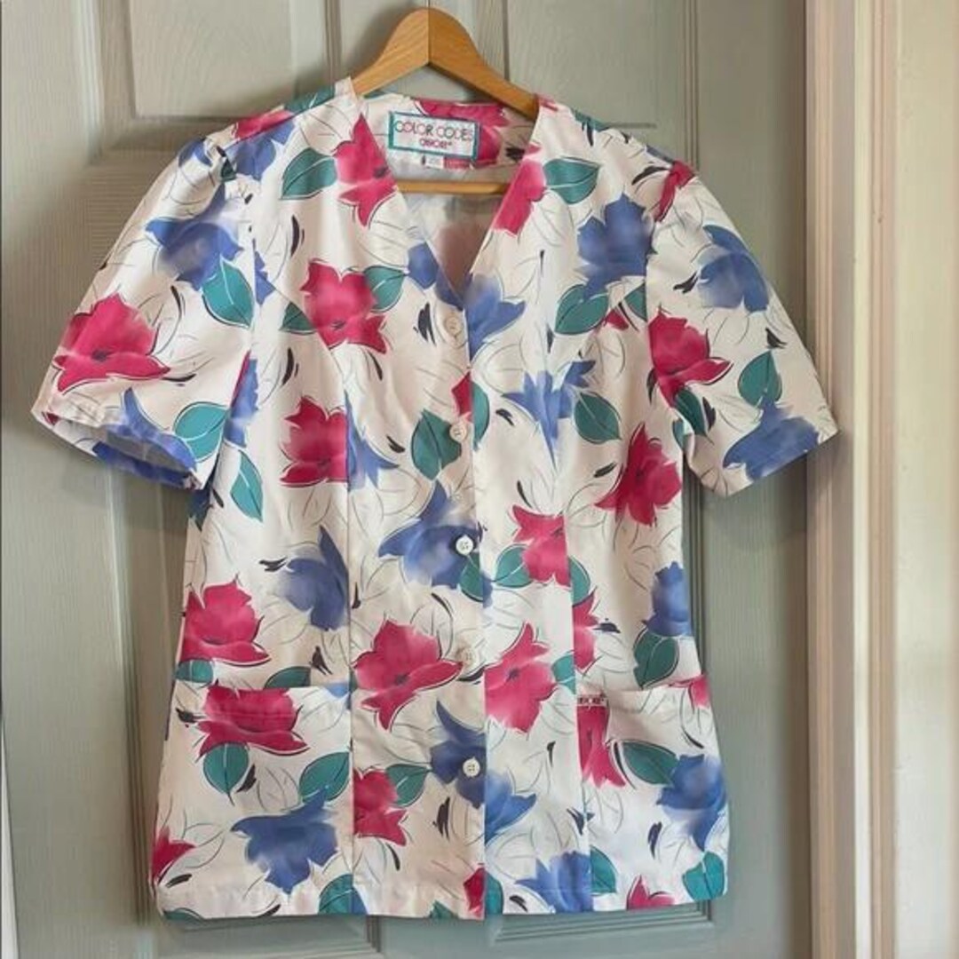 Cherokee Color Codes Women's L Vintage 1980s Colorful Floral Fitted ...