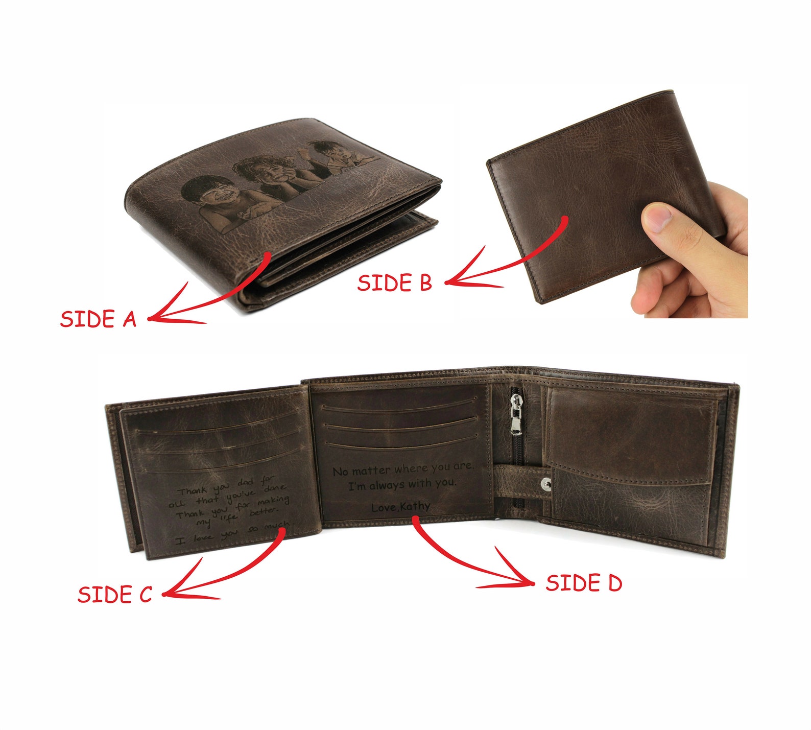 Mens Wallet Personalized Mens Wallet Engraved Photo in Wallet ...