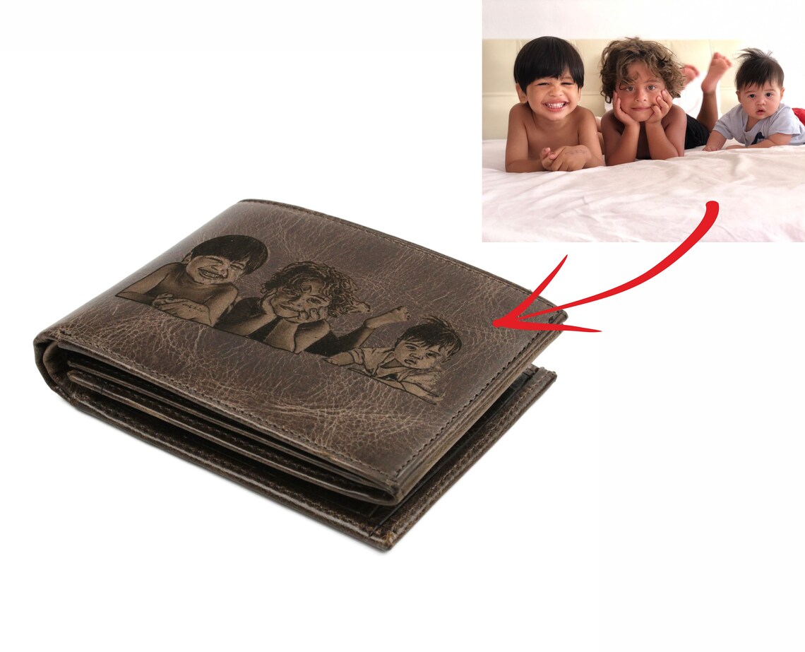 Mens Wallet Personalized Mens Wallet Engraved Photo in - Etsy