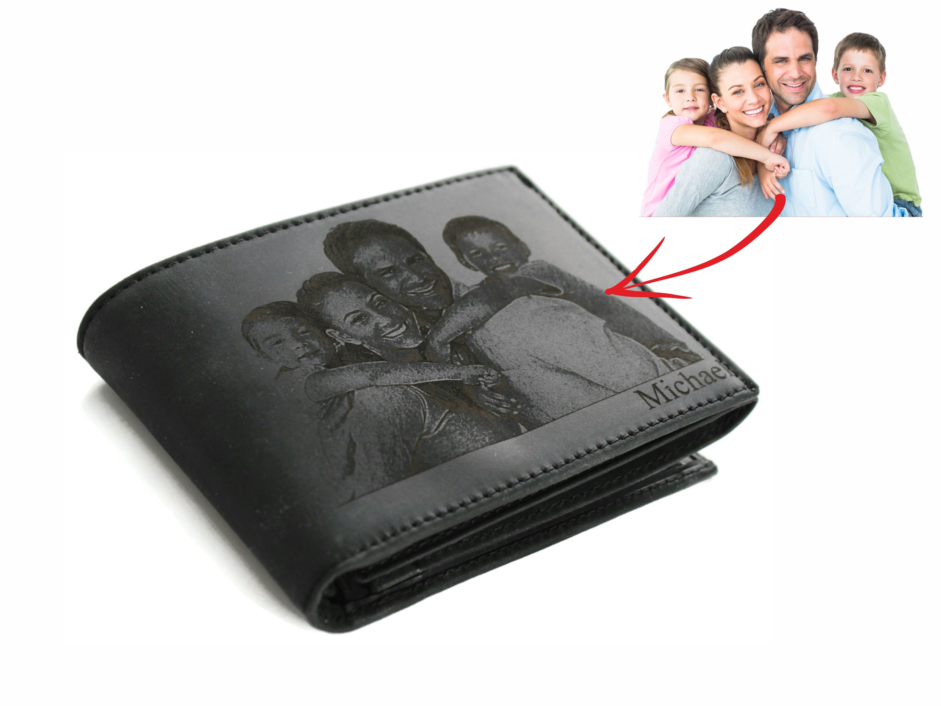 Trifold Wallets for Men Engraved Wallet Picture Leather - Etsy