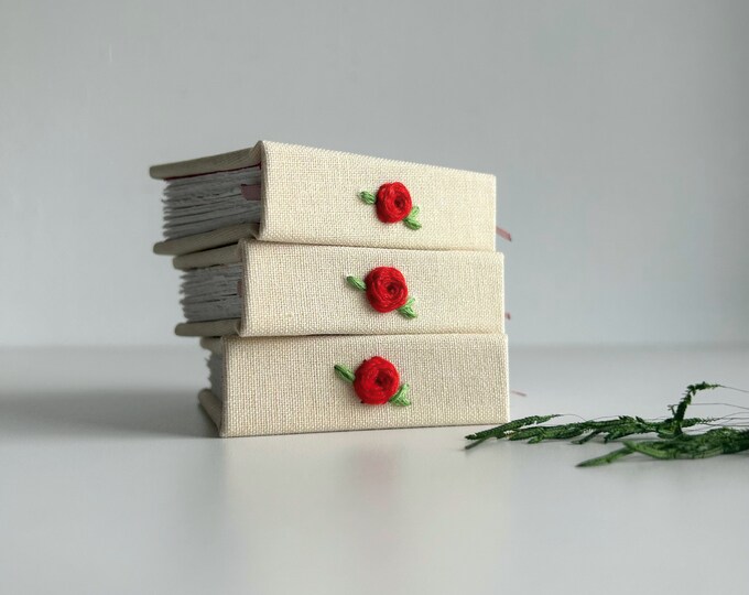 Small Hand Embroidered Rose Casebound Mixed Media Sketchbook, Artist ...