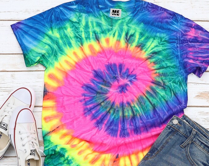Blank Tie-dye T-shirts Bright Colorful Adult Tween and Youth Tees ...